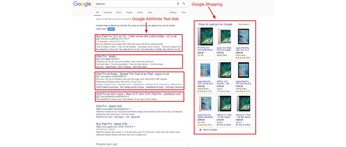 Google search engine ads